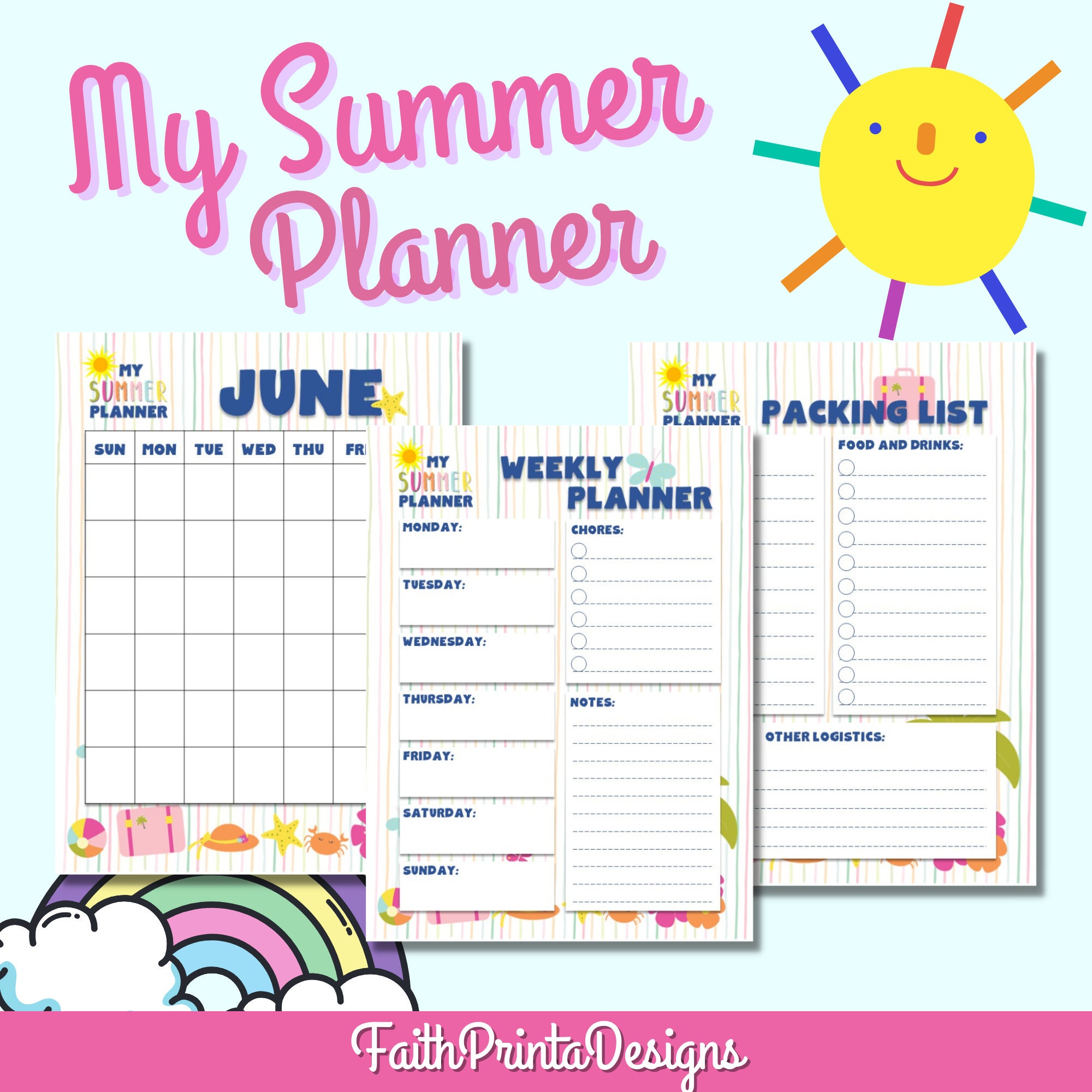 Printable Summer Planner for Kids | Summer Journal | Summer Activities ...