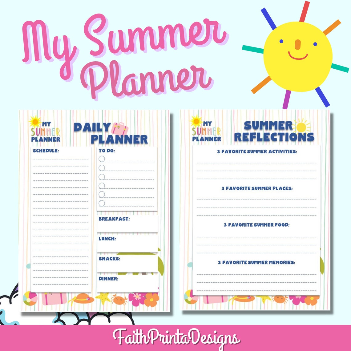 Printable Summer Planner for Kids Summer Journal Summer - Etsy