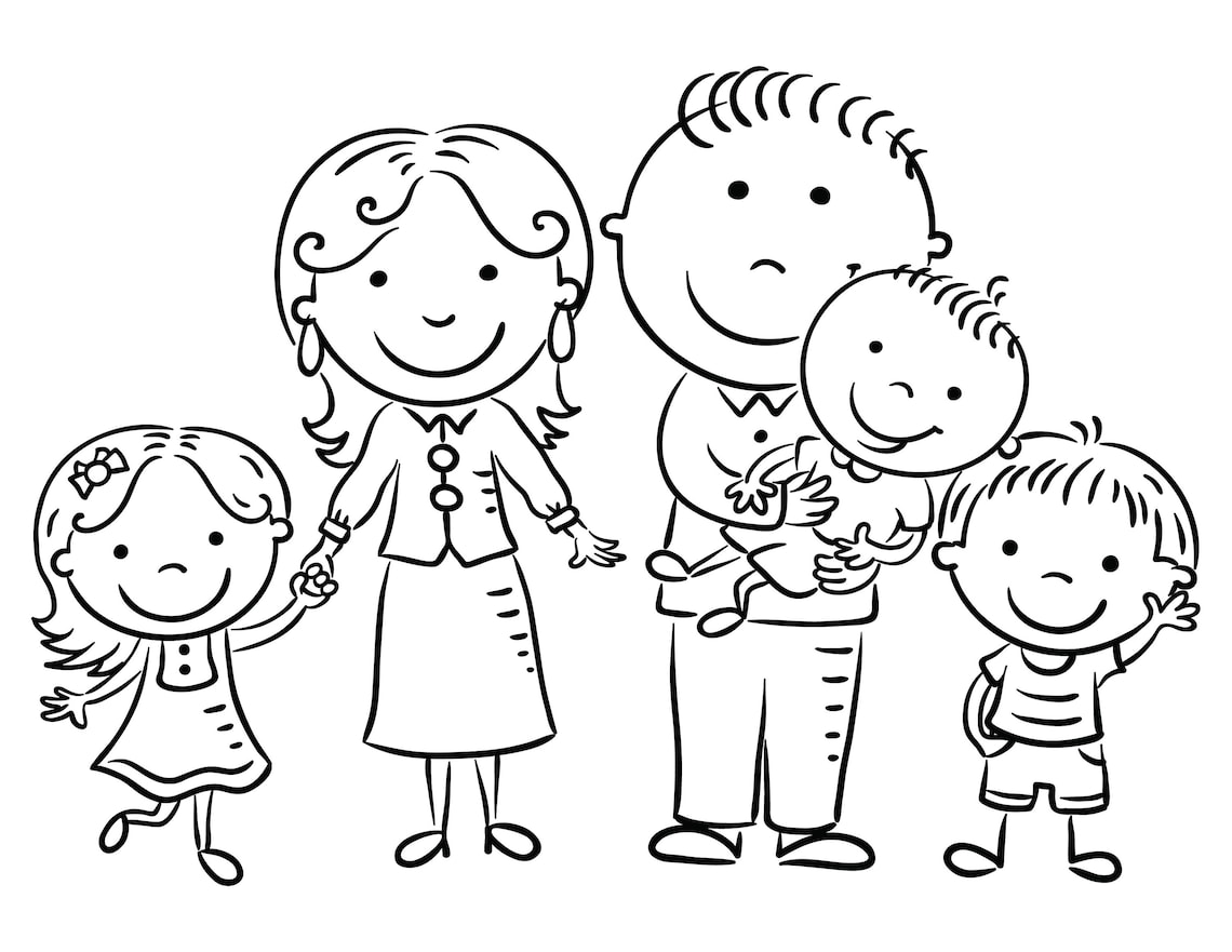 Printable Happy Family Coloring Pages for Kids - Etsy Canada