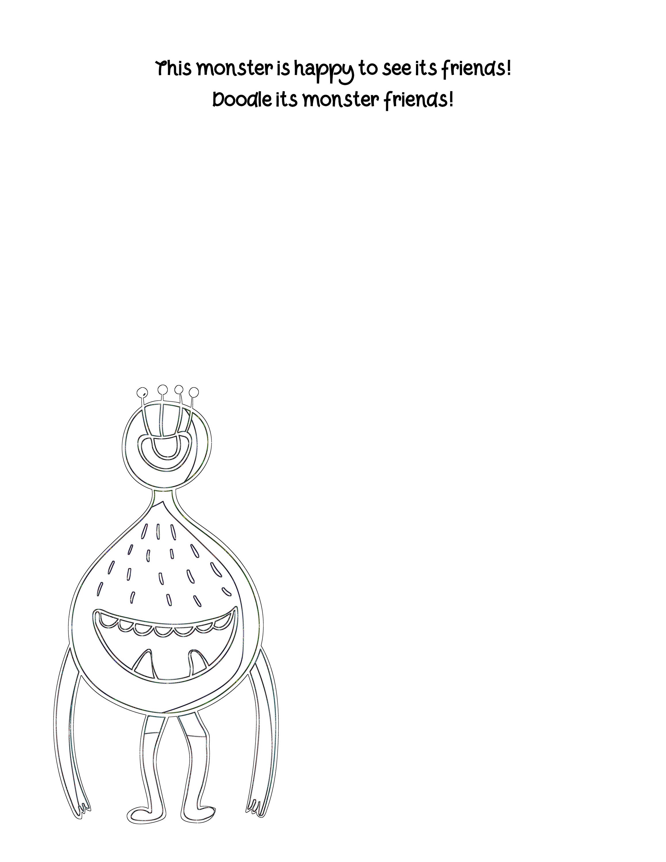 Silly Monsters Coloring and Doodle Pages for Kids Printable Coloring ...