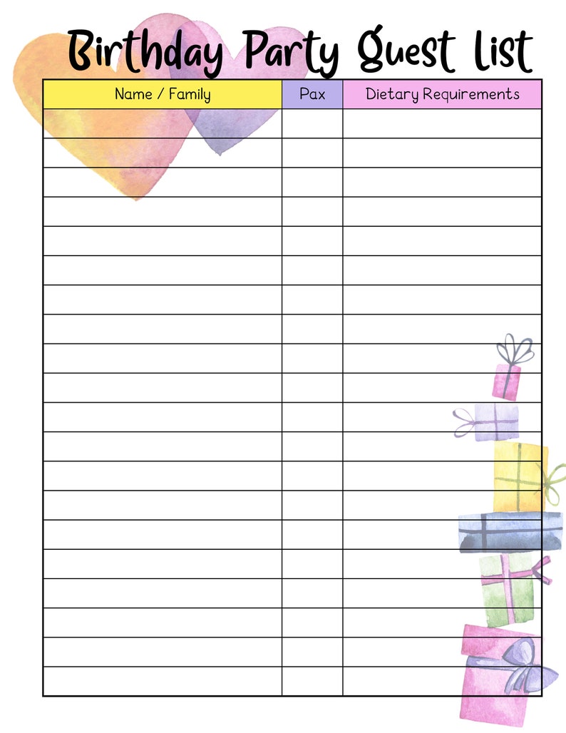 Printable Birthday Party Planner Etsy