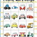 I Love Cars Bingo Cards for 10 and Memory Game | Printable Bingo Cards ...