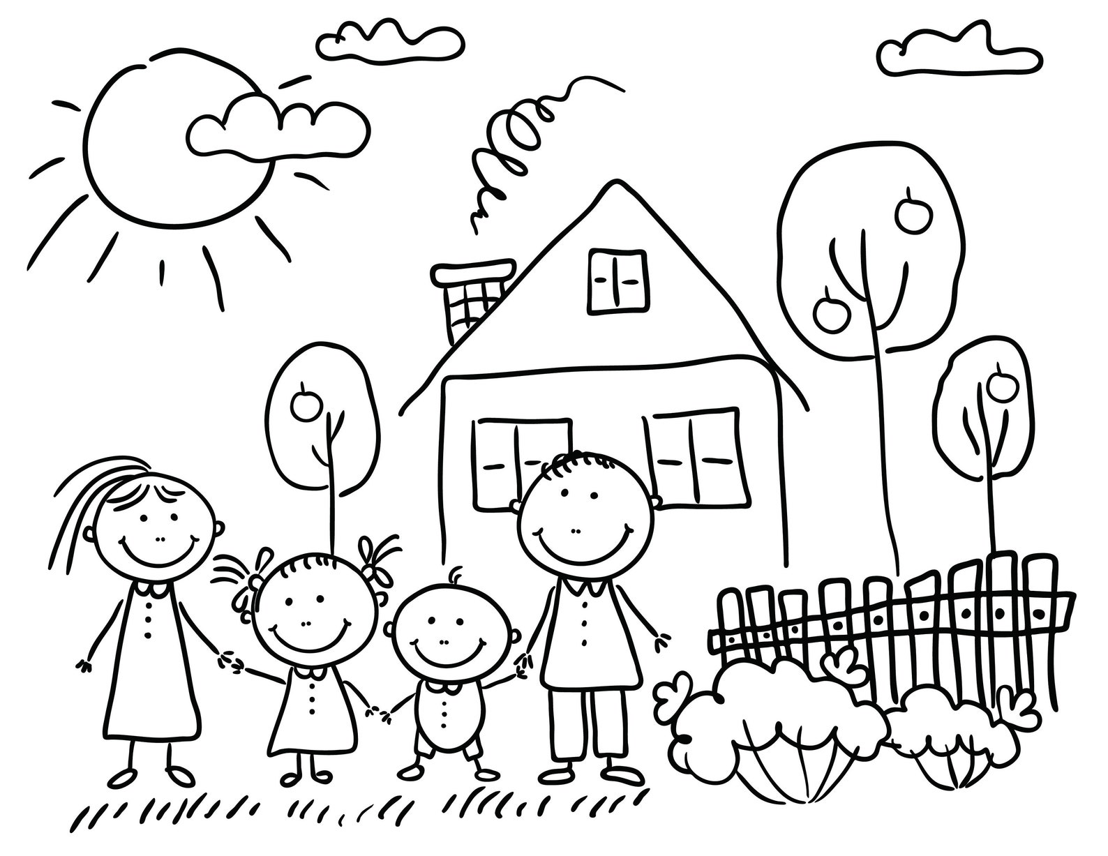 Printable Happy Family Coloring Pages for Kids - Etsy
