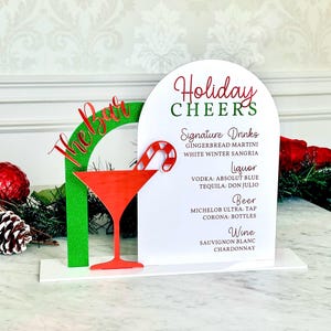 Holiday Cocktail Menu Acrylic Christmas Bar Sign Personalized Laser Cut ...