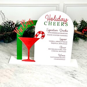 Holiday Cocktail Menu Acrylic Christmas Bar Sign Personalized Laser Cut ...