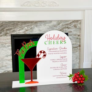 Holiday Cocktail Menu Acrylic Christmas Bar Sign Personalized Laser Cut ...