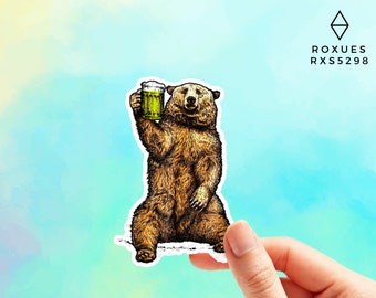Bear Beer Sticker, Vinyl Sticker, Laptop Sticker, Yeti Cooler Sticker ...