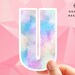 Letter "u" Watercolor Sticker, Water Bottle Sticker, Laptop Sticker ...