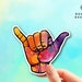 Hang Loose Watercolor Sticker, Shaka Hand Sticker, Watercolor Sticker ...