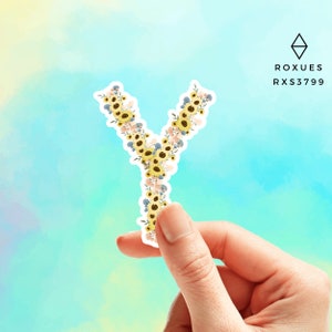 Sunflower Letters Y Sticker, Water Bottle Sticker, Laptop Sticker, Name ...