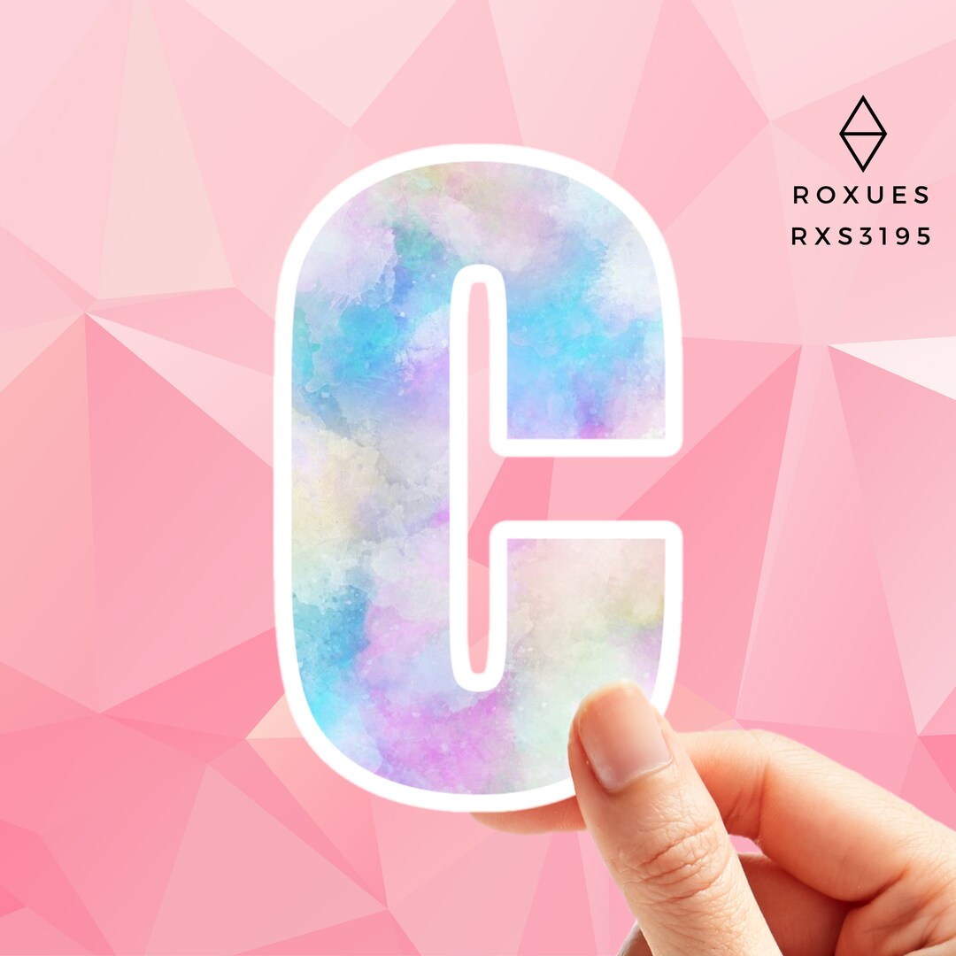 Letter "c" Watercolor Sticker, Water Bottle Sticker, Laptop Sticker ...