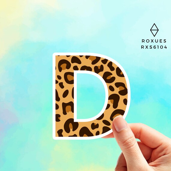 Leopard Print Letter D Sticker Water Bottle Sticker Laptop | Etsy