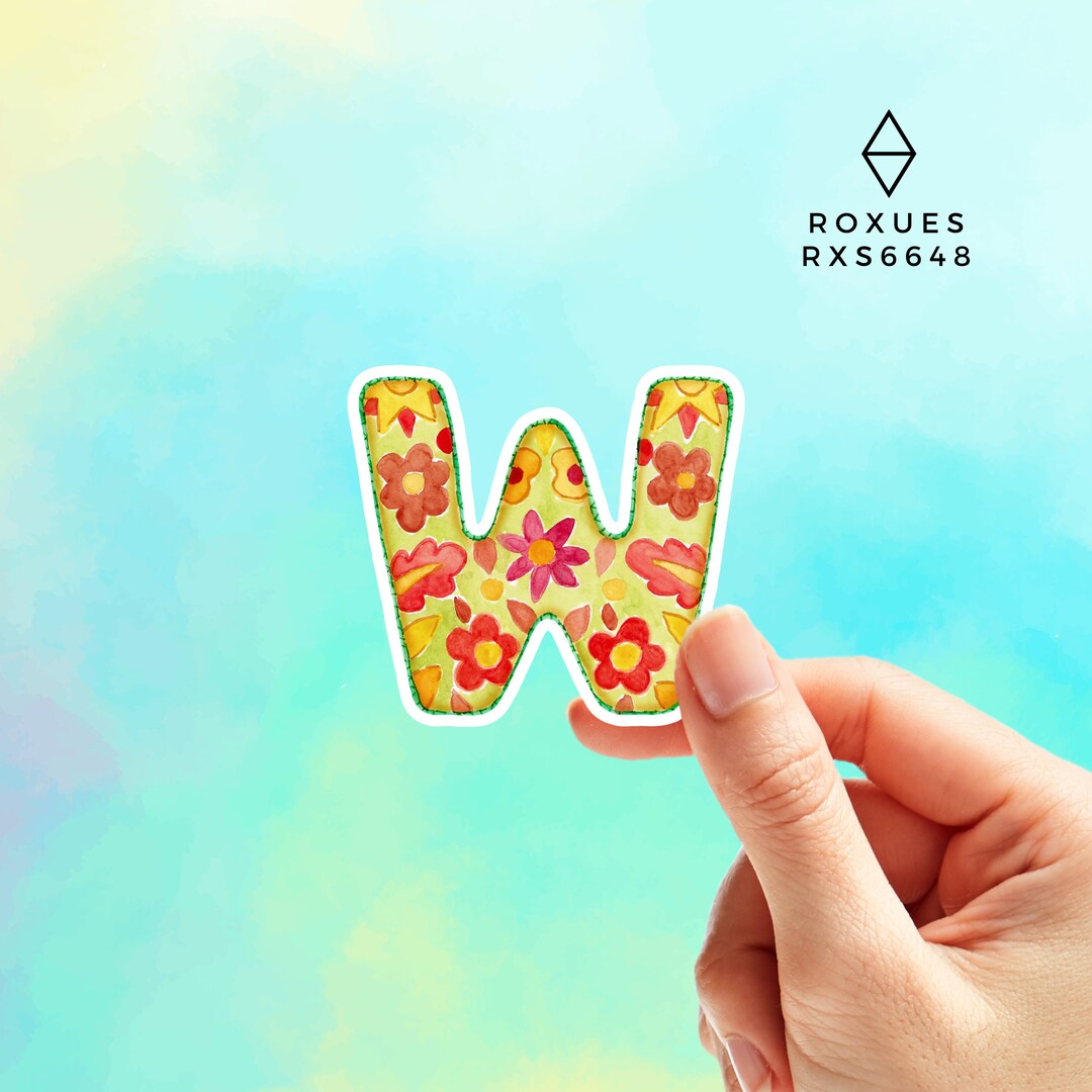 Mexican Embroidery Letter W Sticker, Water Bottle Sticker, Laptop ...