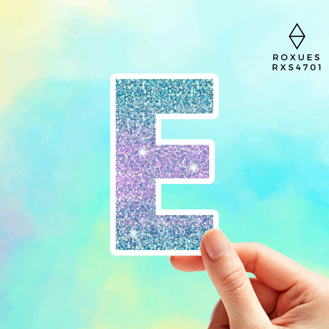 Printed Glitter Effect Letter E Sticker Water Bottle Sticker - Etsy