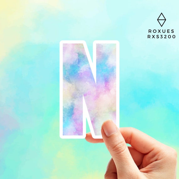 Letter n Watercolor Sticker Water Bottle Sticker | Etsy