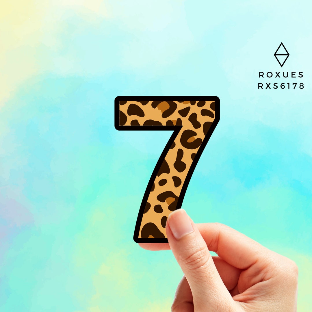 Leopard Print Number 7 Sticker, Water Bottle Sticker, Laptop Sticker ...