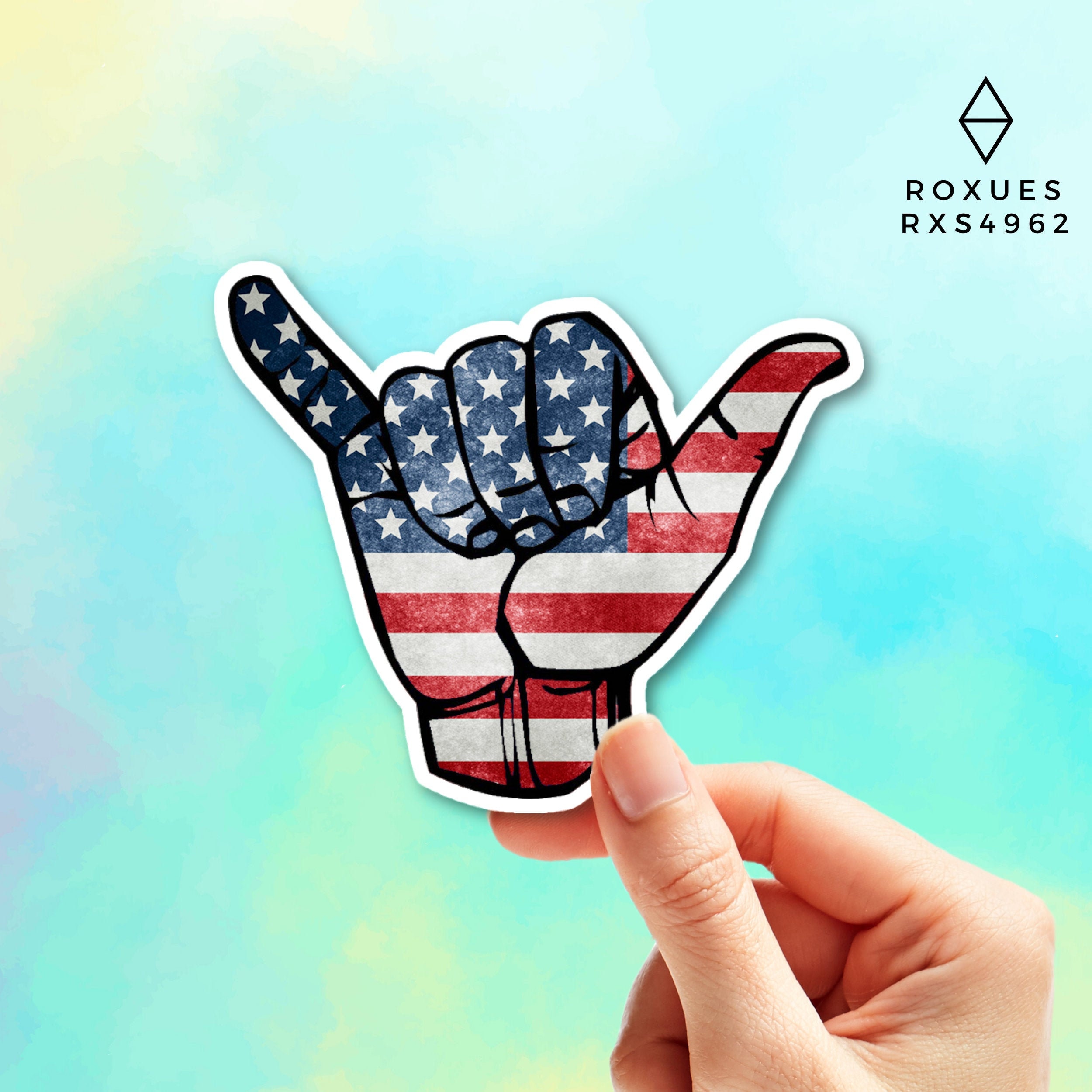 Hang Loose USA Flag Sticker Shaka Hand Sticker USA Flag | Etsy