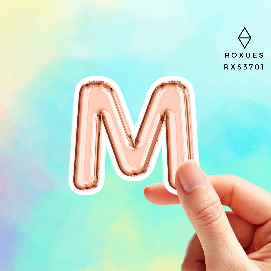 Balloon Letter "m" Sticker, Water Bottle Sticker, Laptop Sticker, Name ...