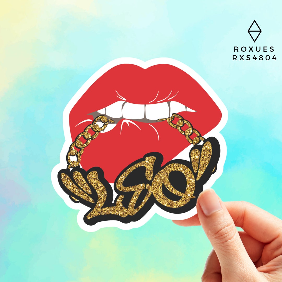 Leo Gold Printed Glitter Effect Lips Horoscope Water Bottle Sticker ...