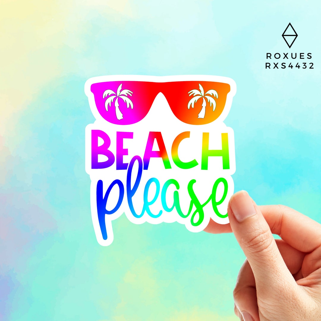 Beach Please Sticker Vinyl Sticker Laptop Sticker MacBook - Etsy