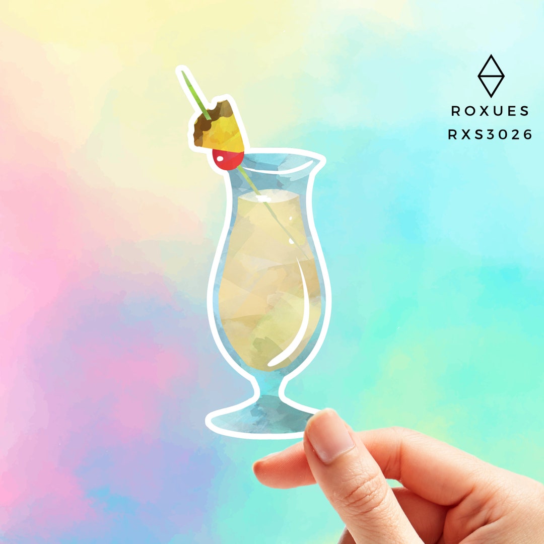 Cocktail Sticker, Pina Colada Sticker, Water Bottle Sticker, Whiskey ...