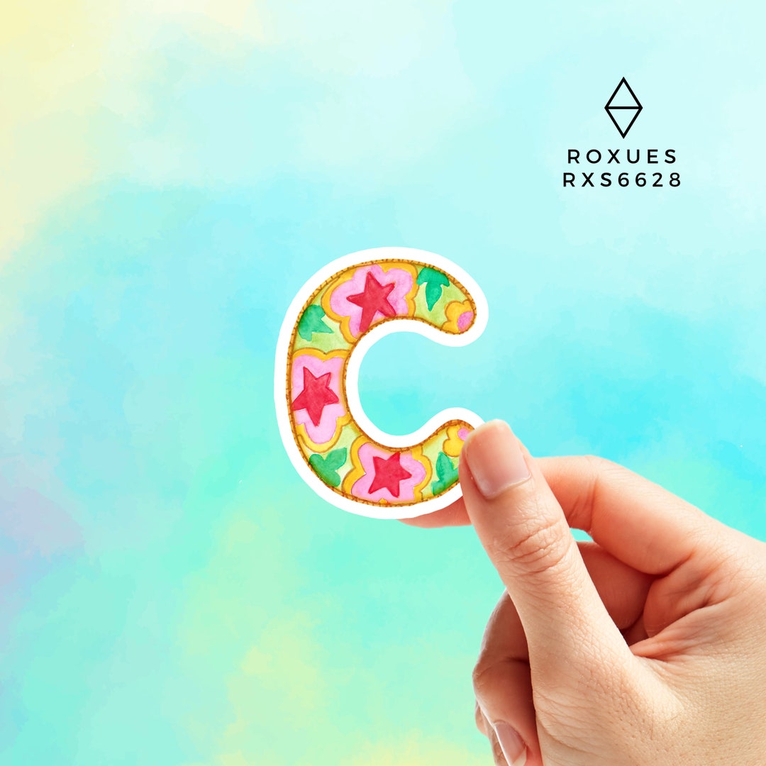 Mexican Embroidery Letter C Sticker, Water Bottle Sticker, Laptop ...