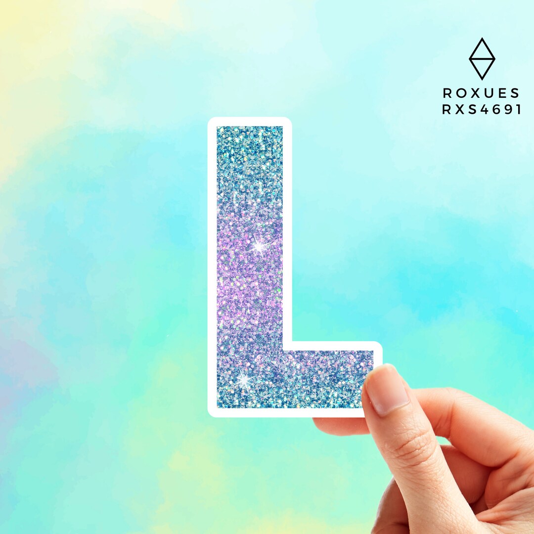 Printed Glitter Effect Letter L Sticker Water Bottle Sticker, Laptop ...
