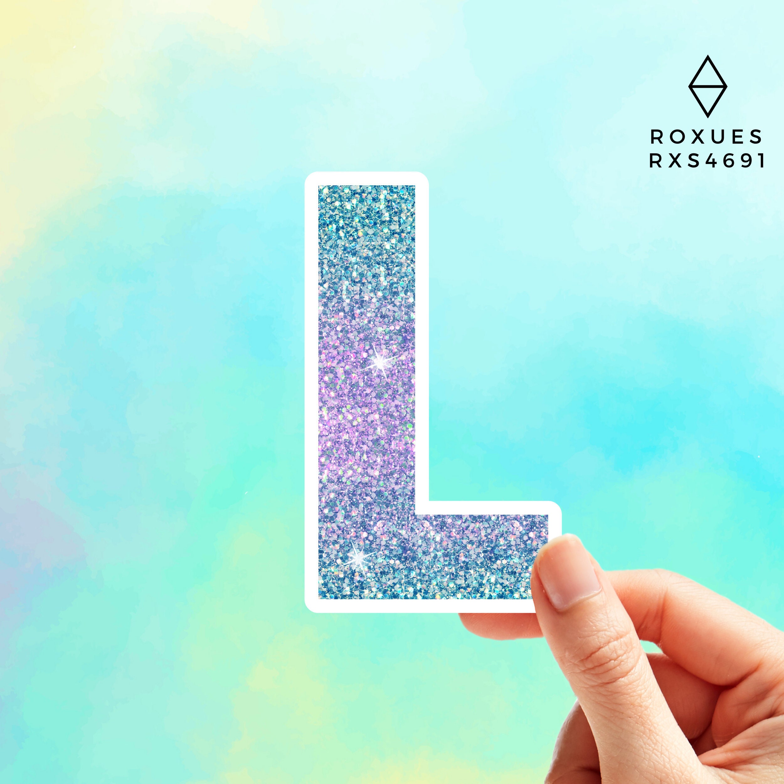 Printed Glitter Effect Letter L Sticker Water Bottle Sticker - Etsy