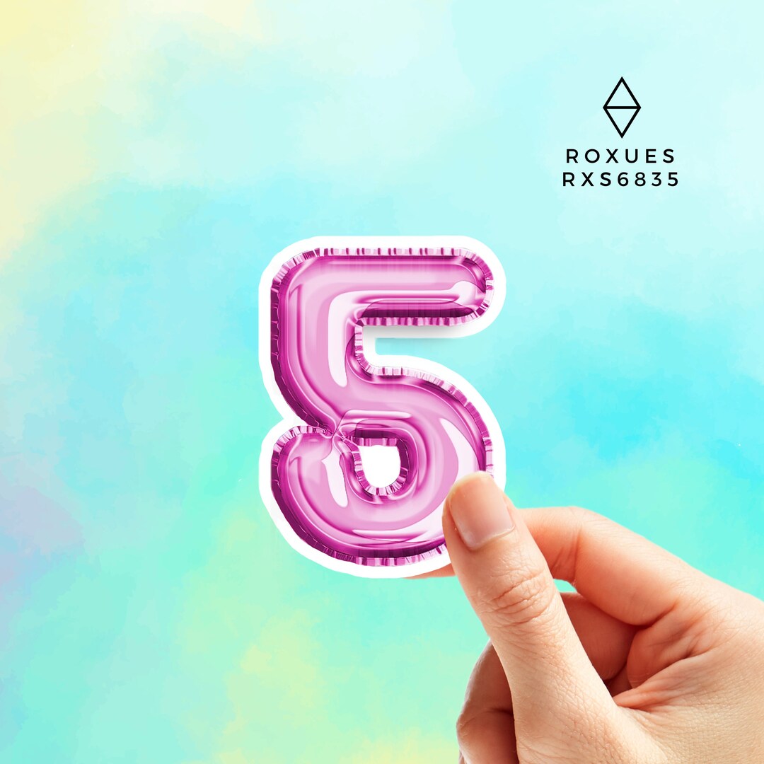 Foil Balloon Number 5 Sticker, Water Bottle Sticker, Laptop Sticker ...