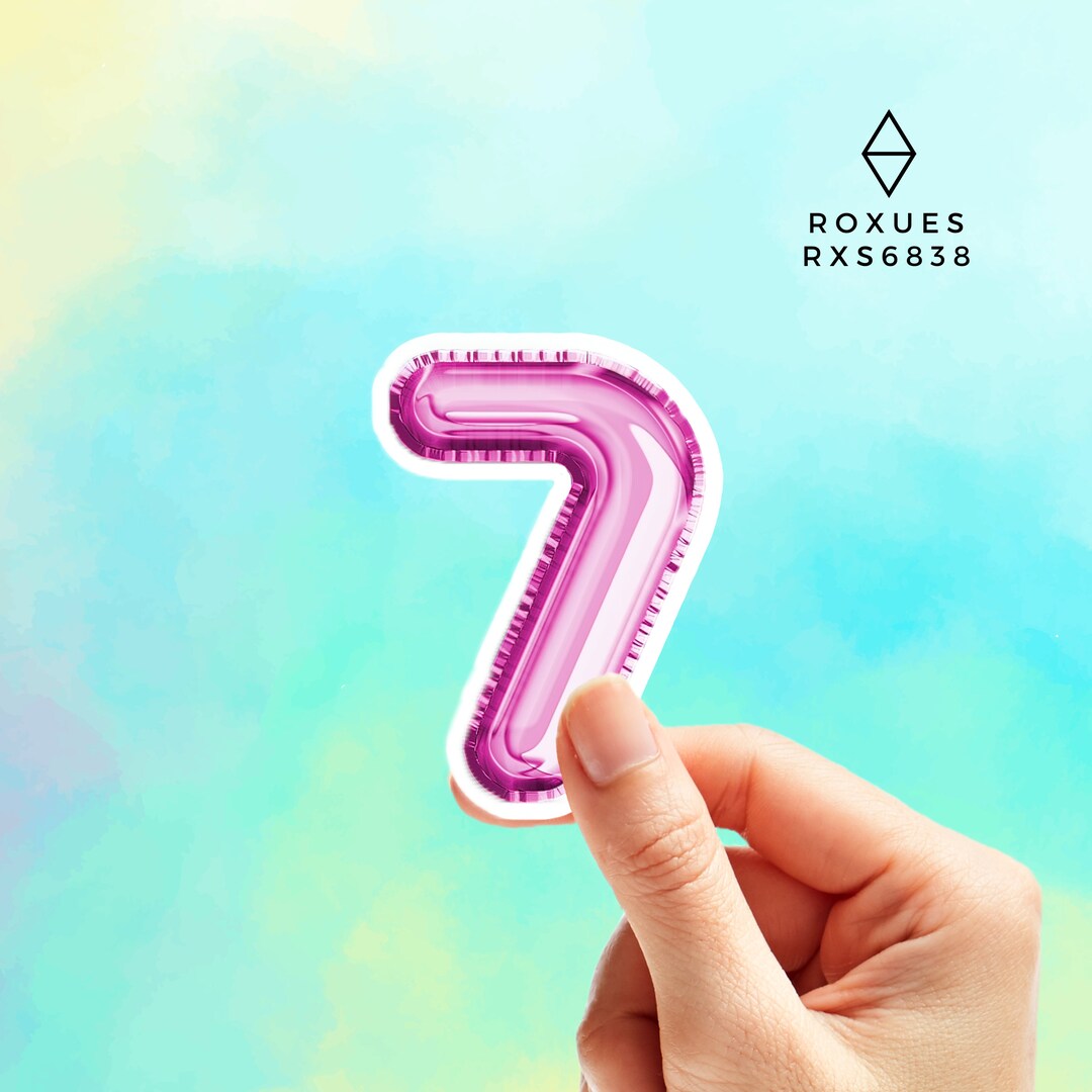 Foil Balloon Number 7 Sticker, Water Bottle Sticker, Laptop Sticker ...