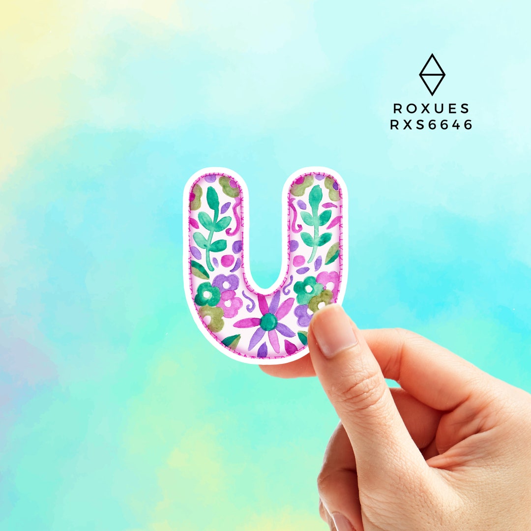 Mexican Embroidery Letter U Sticker, Water Bottle Sticker, Laptop ...