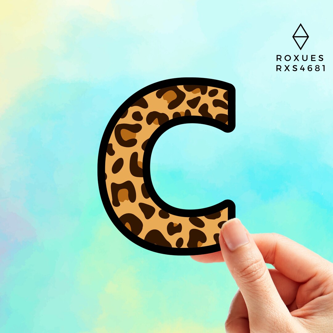 Leopard Print Letter C Sticker, Water Bottle Sticker, Laptop Sticker ...