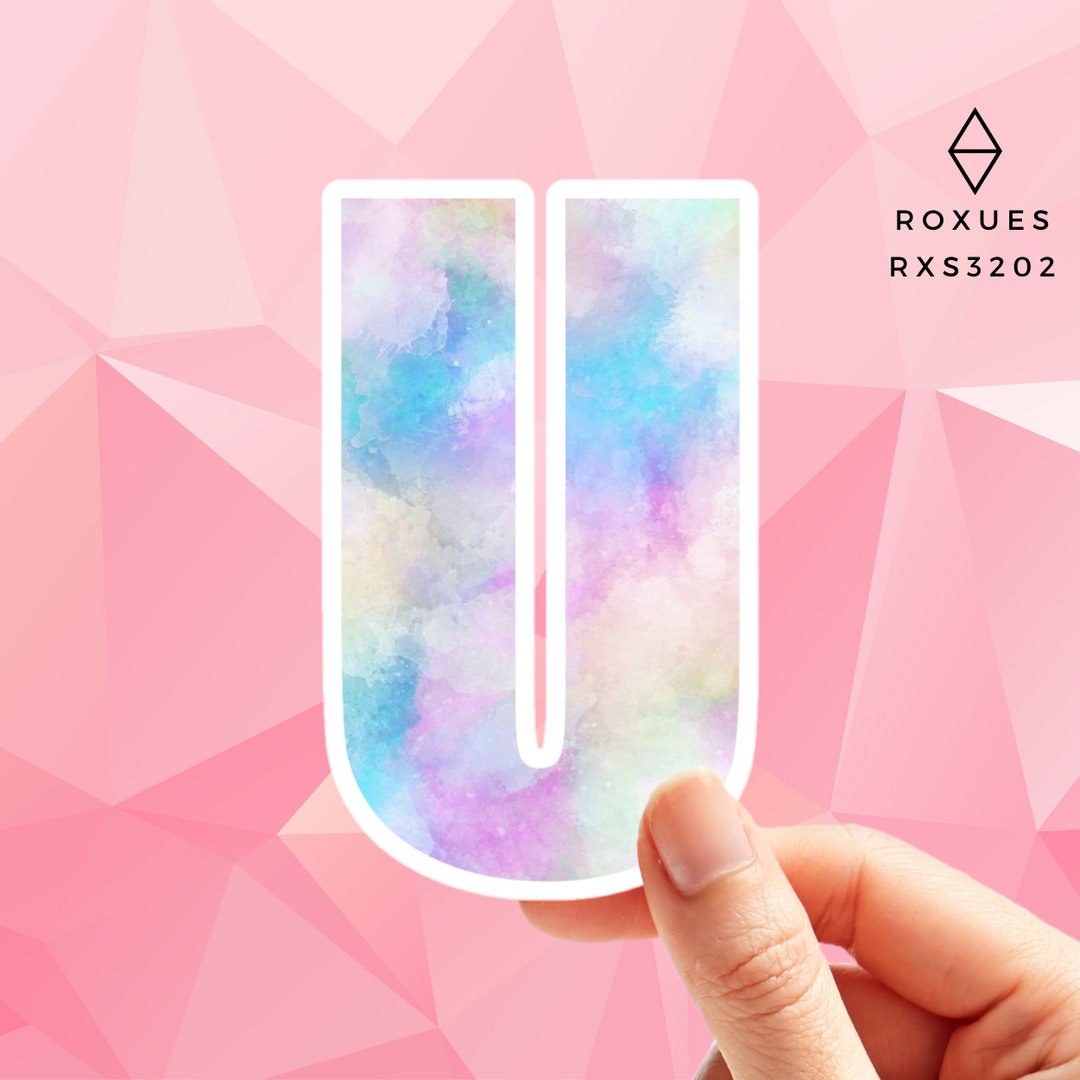 Letter "u" Watercolor Sticker, Water Bottle Sticker, Laptop Sticker ...