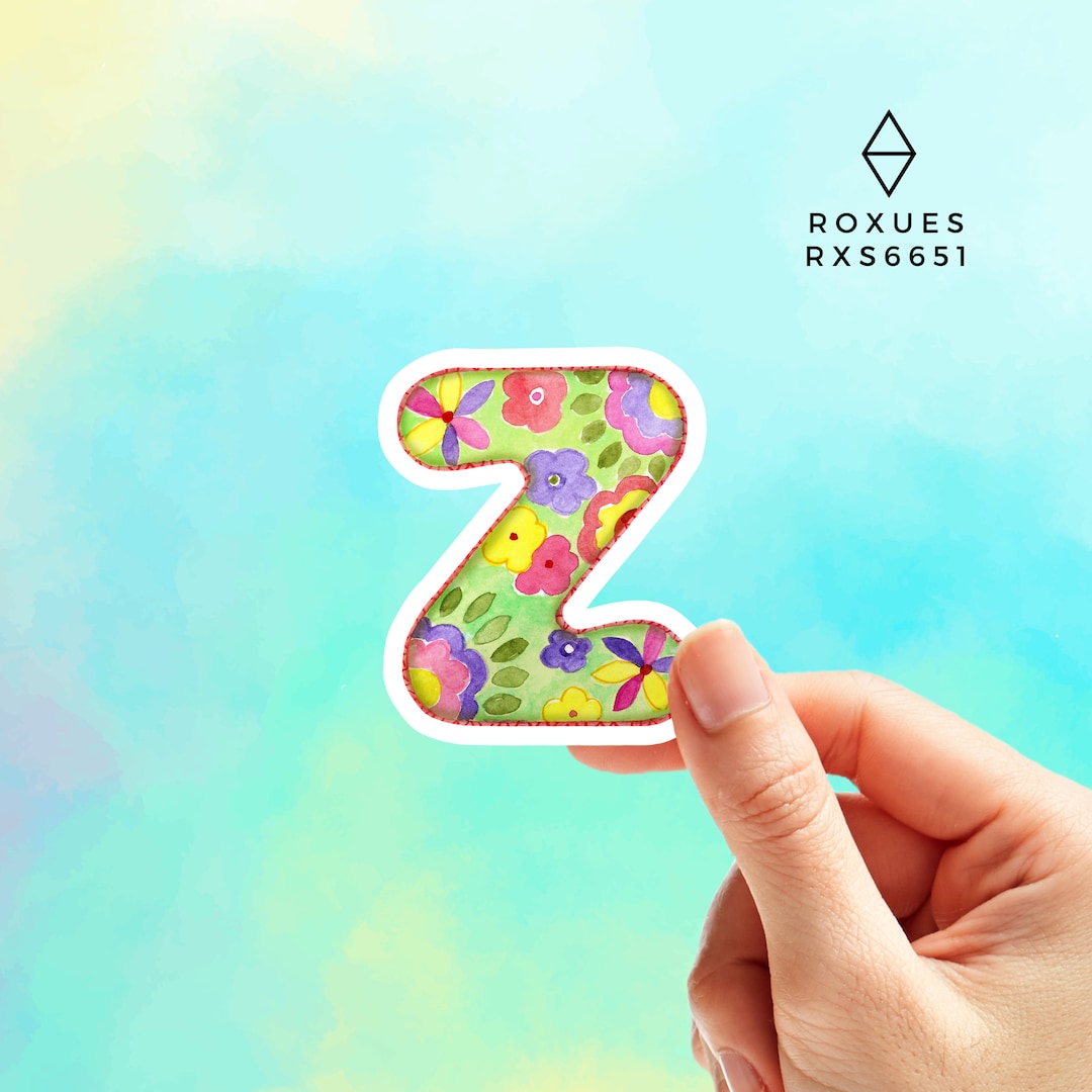 Mexican Embroidery Letter Z Sticker, Water Bottle Sticker, Laptop ...