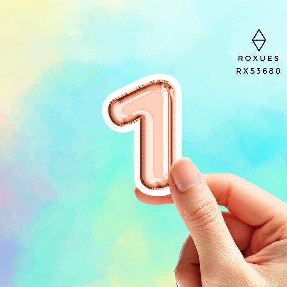 Balloon Number 1 Sticker Water Bottle Sticker Laptop | Etsy