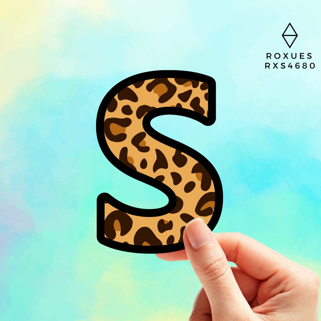 Leopard Print Letter S Sticker, Water Bottle Sticker, Laptop Sticker ...