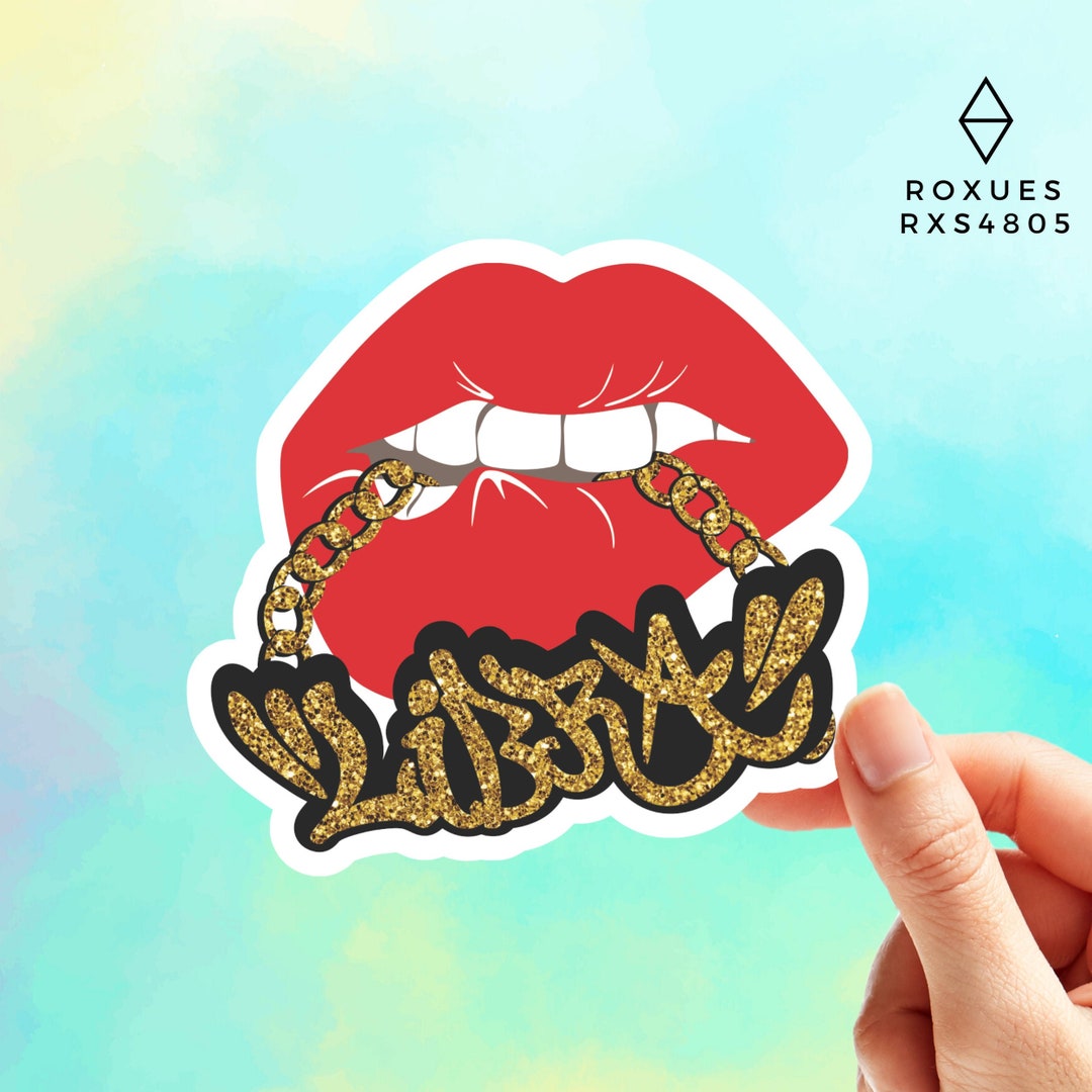 Libra Gold Printed Glitter Effect Lips Horoscope Water Bottle Sticker ...