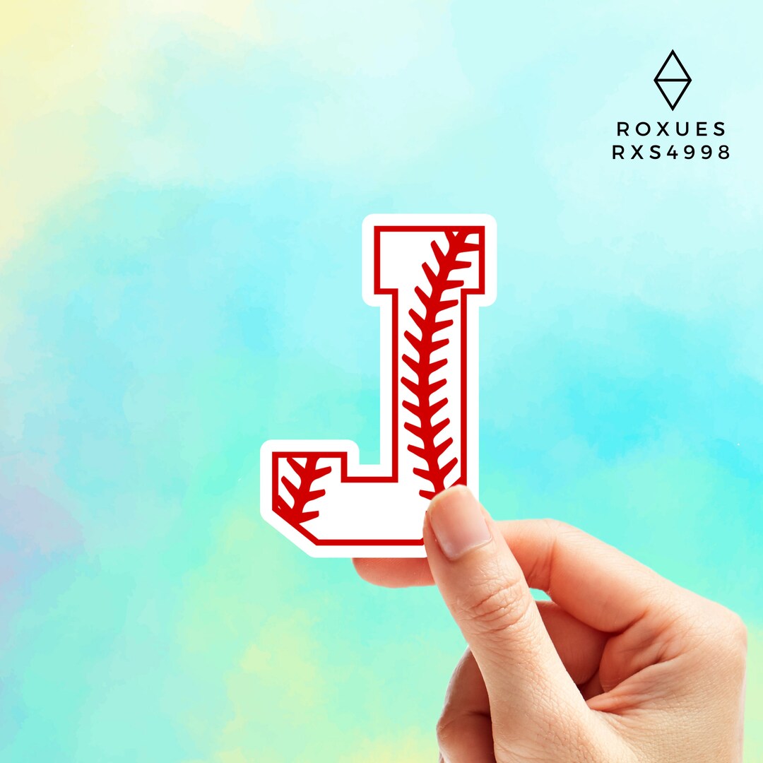 Baseball Letter J Sticker, Water Bottle Sticker, Laptop Sticker, Name ...