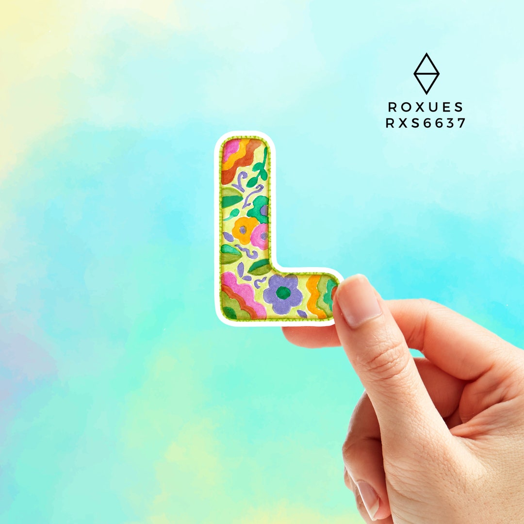 Mexican Embroidery Letter L Sticker, Water Bottle Sticker, Laptop ...