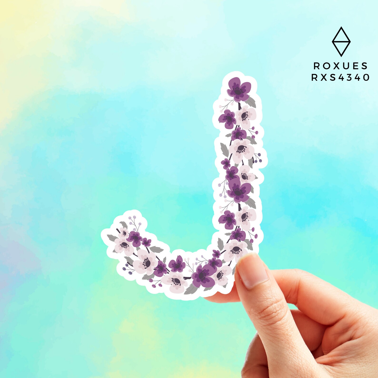 Flower Letters J Sticker Water Bottle Sticker Laptop - Etsy