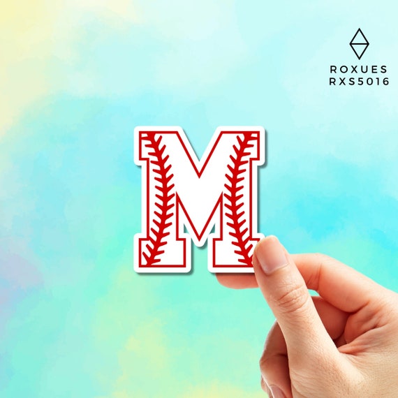 Baseball Letter M Sticker Water Bottle Sticker Laptop | Etsy