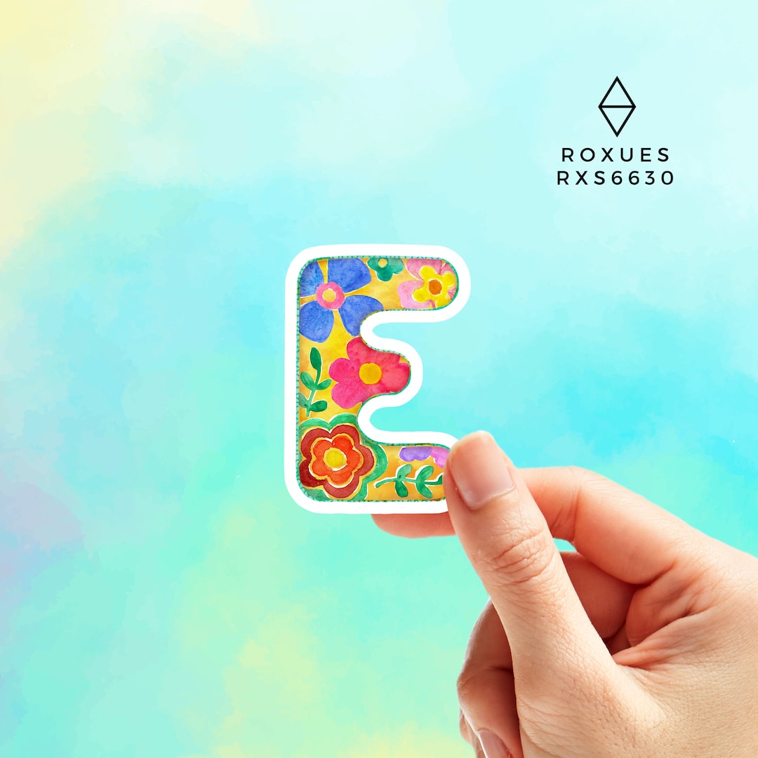 Mexican Embroidery Letter E Sticker, Water Bottle Sticker, Laptop ...