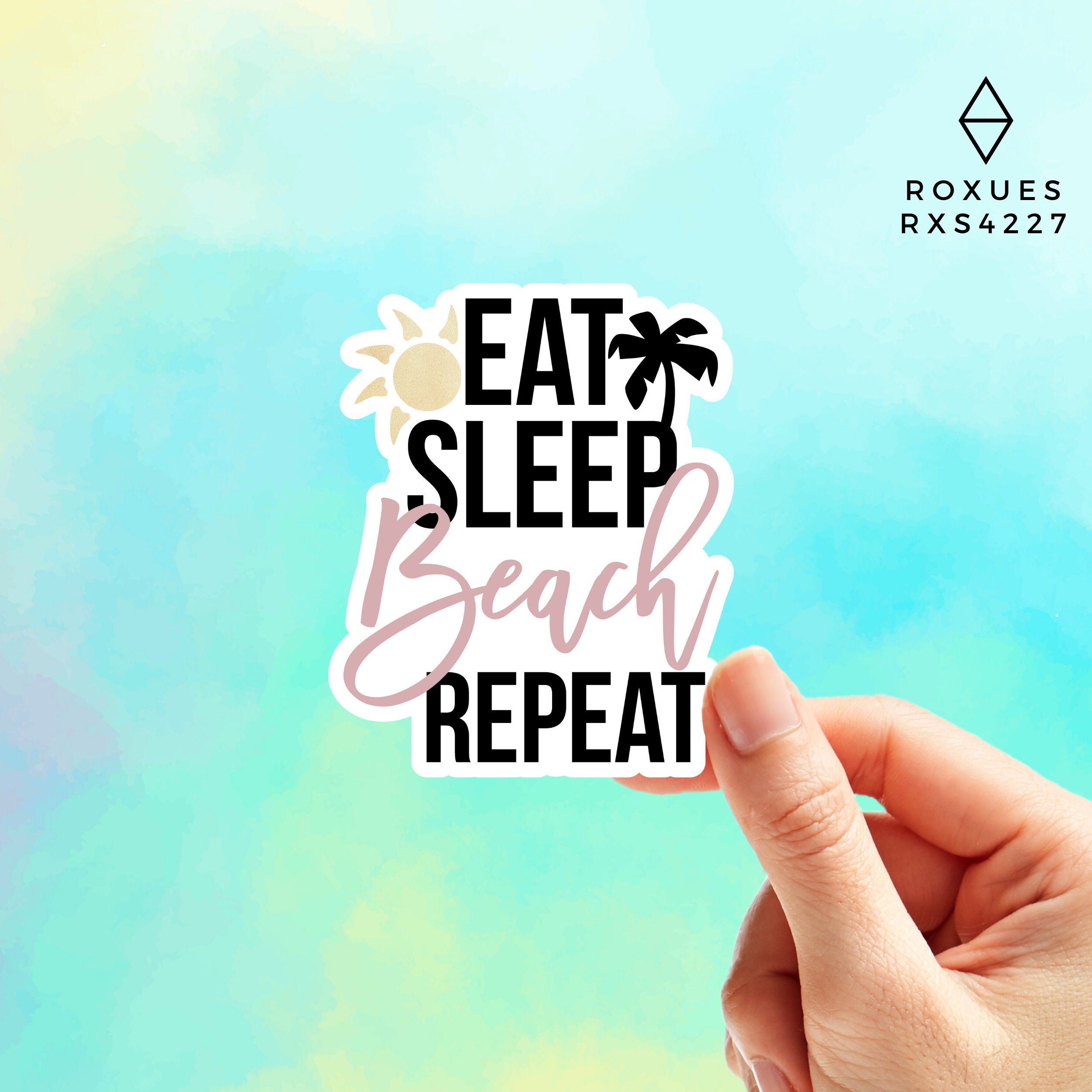 Eat Sleep Beach Repeat Sticker Vinyl Sticker Laptop Sticker | Etsy