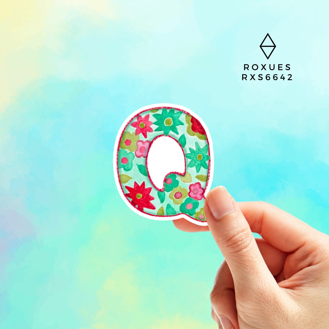 Mexican Embroidery Letter Q Sticker, Water Bottle Sticker, Laptop ...