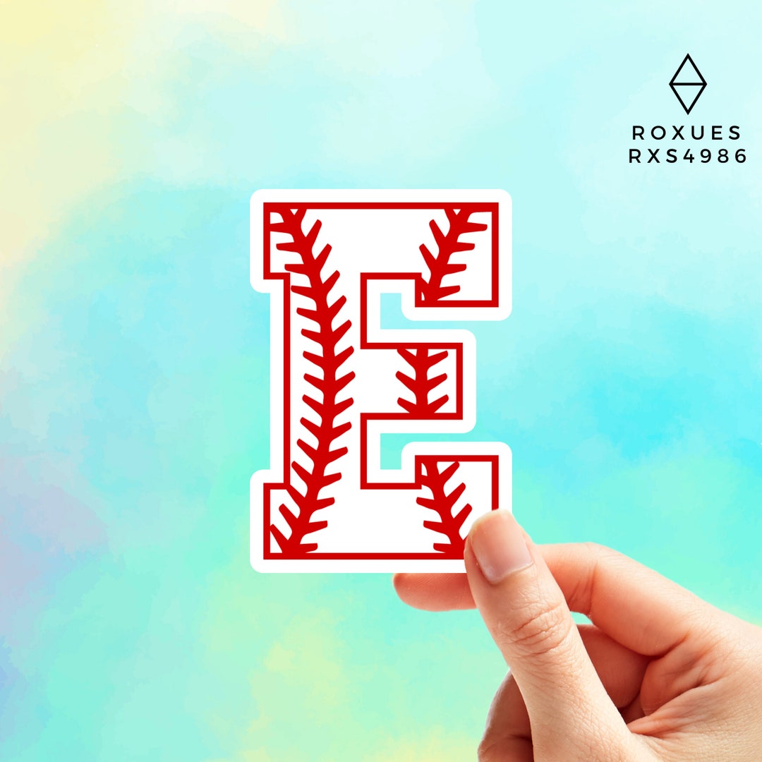 Baseball Letter E Sticker, Water Bottle Sticker, Laptop Sticker, Name ...