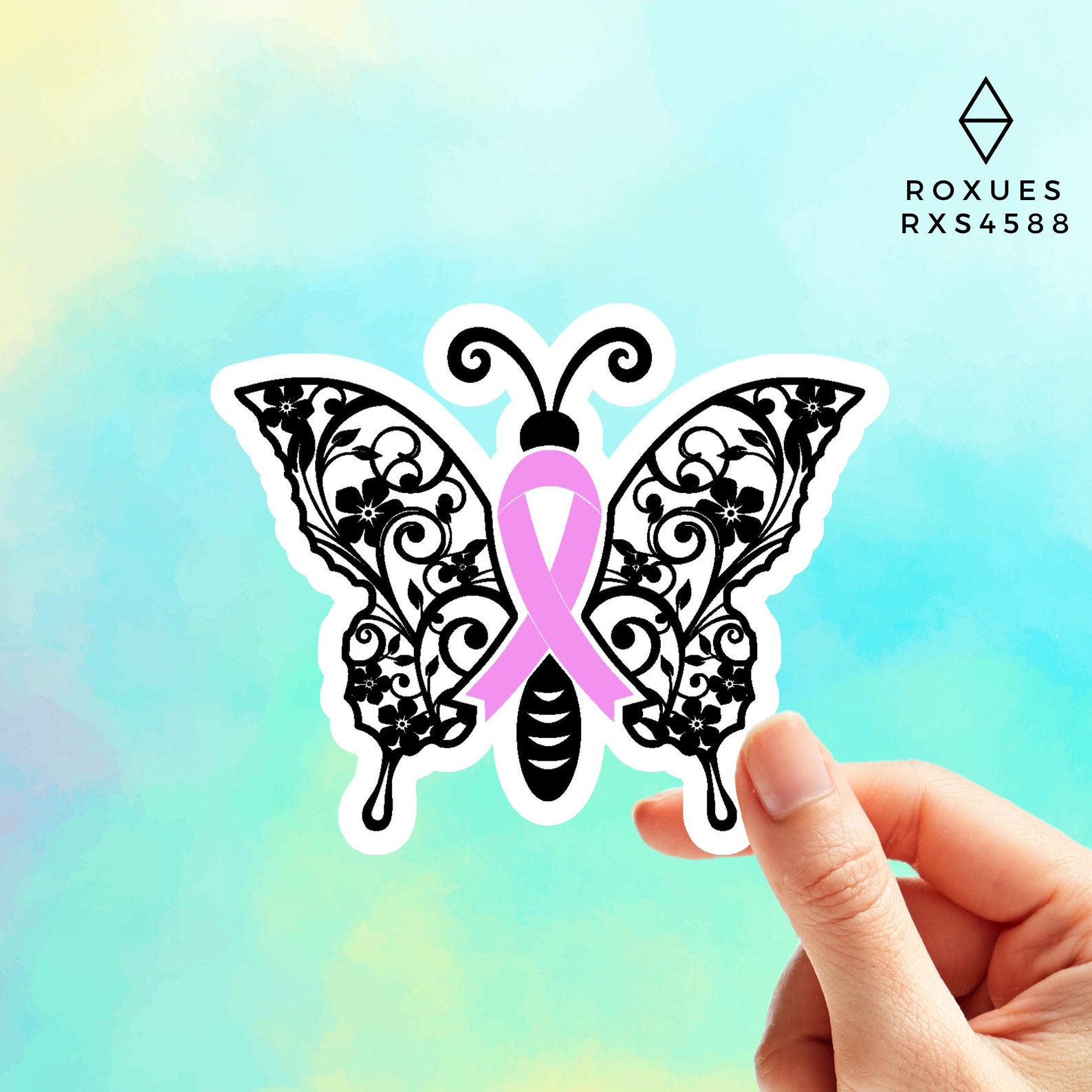 Butterfly Cancer Ribbon Sticker Vinyl Sticker Laptop - Etsy