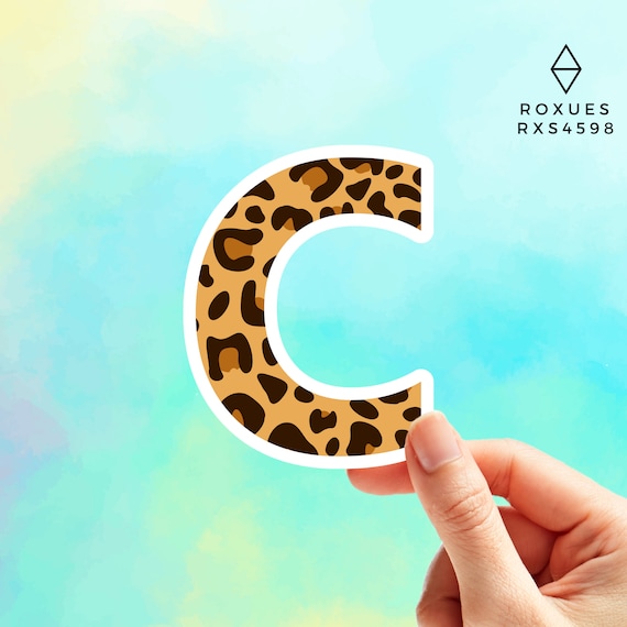 Leopard Print letter C Sticker Water Bottle Sticker Laptop | Etsy
