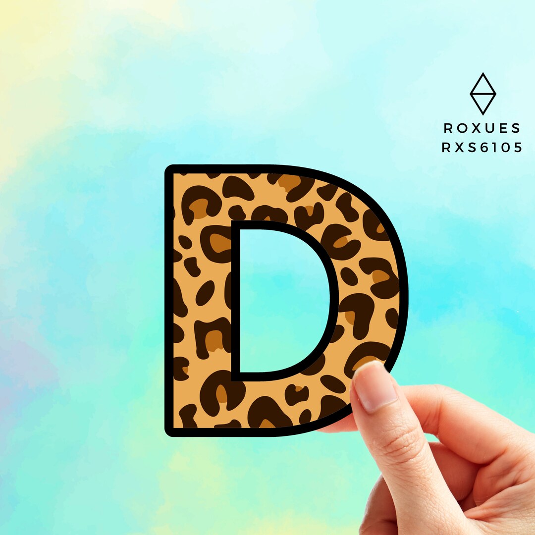 Leopard Print Letter D Sticker, Water Bottle Sticker, Laptop Sticker ...