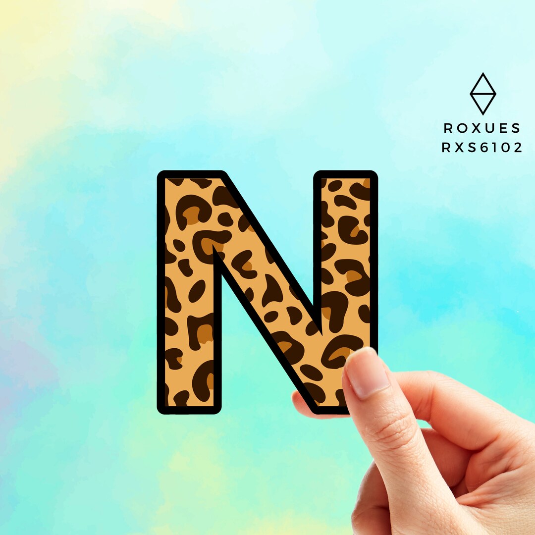 Leopard Print Letter N Sticker, Water Bottle Sticker, Laptop Sticker ...