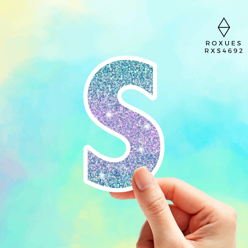 Printed Glitter Effect Letter S Sticker Water Bottle Sticker | Etsy